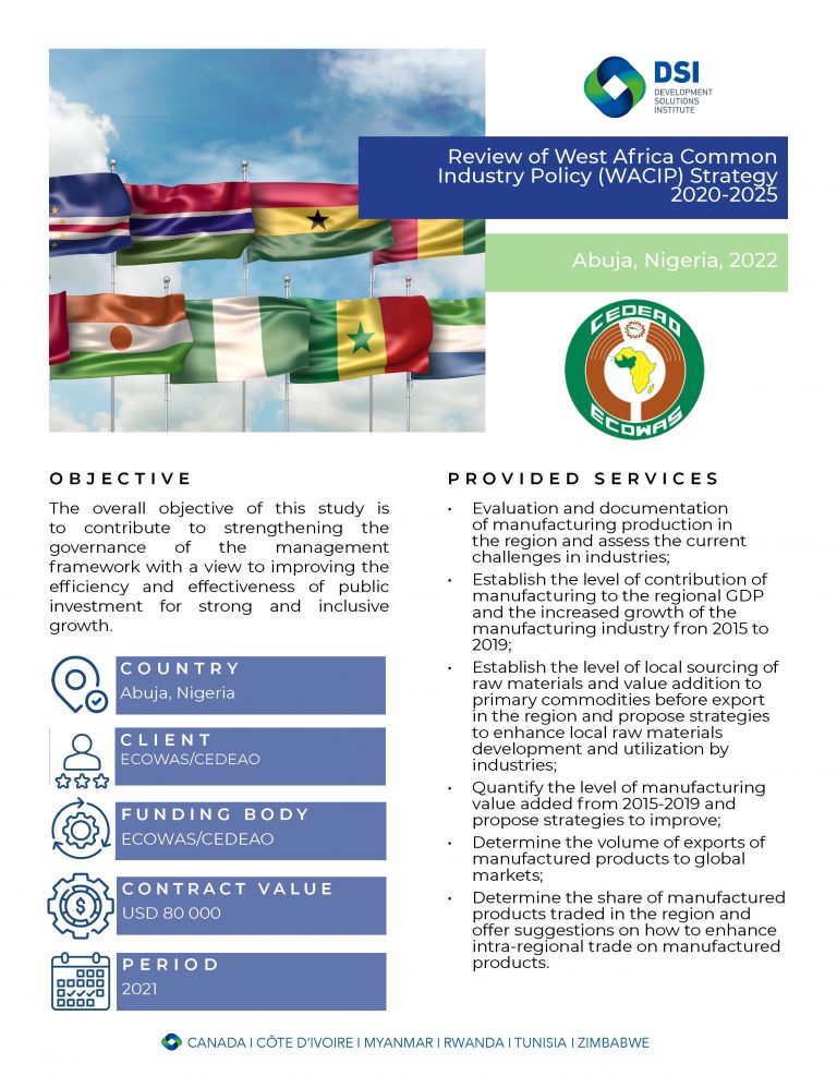 Development Solutions Institute | Review of West Africa Common Industry Policy (WACIP) Strategy ...